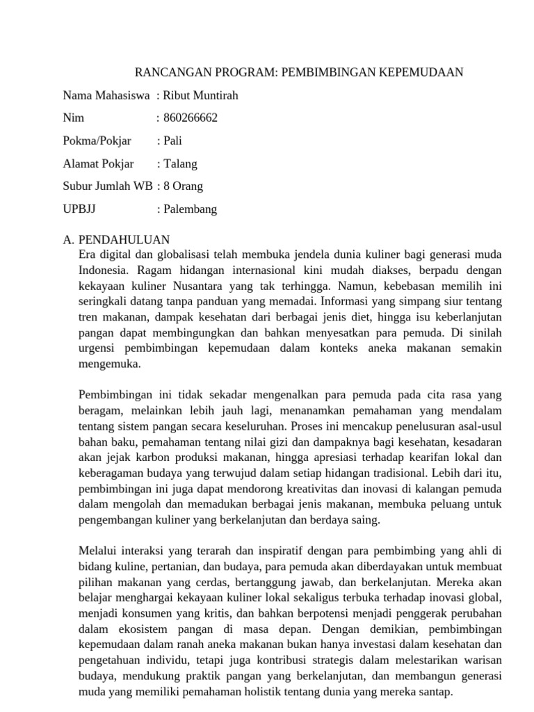 RANCANGAN PROGRAM | PDF