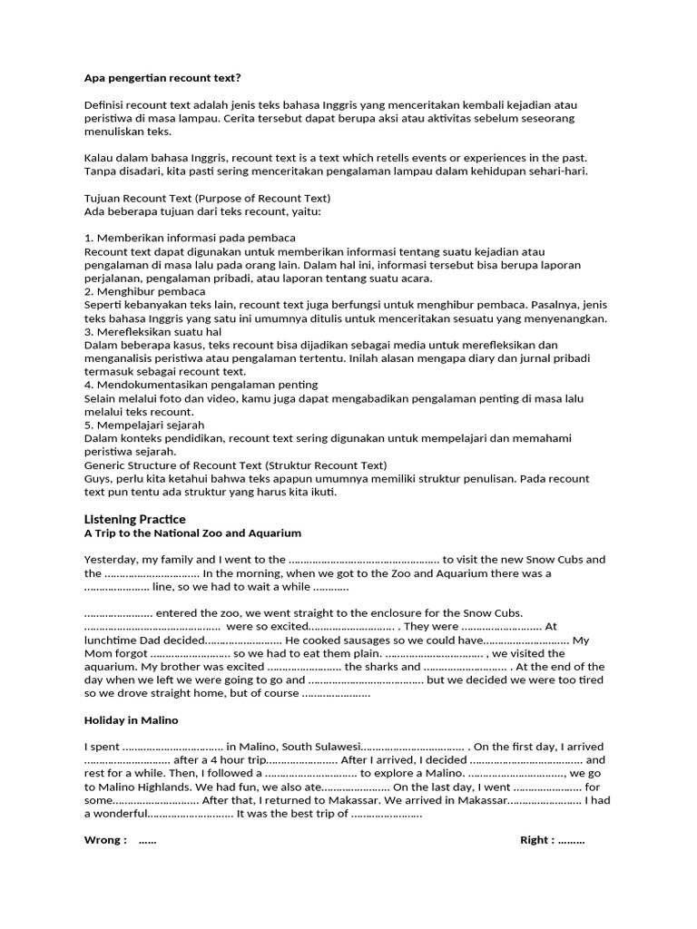 Pengertian Recount Text | PDF