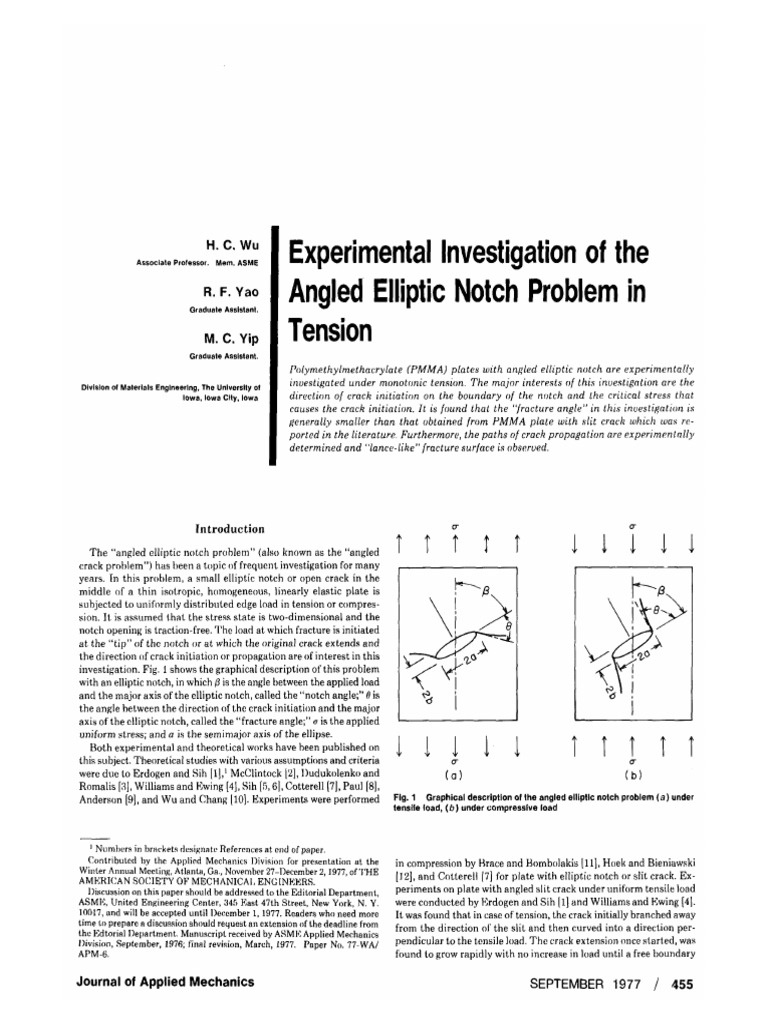 Experimental Investigation of the Angled Elliptic Notch Problem in ...