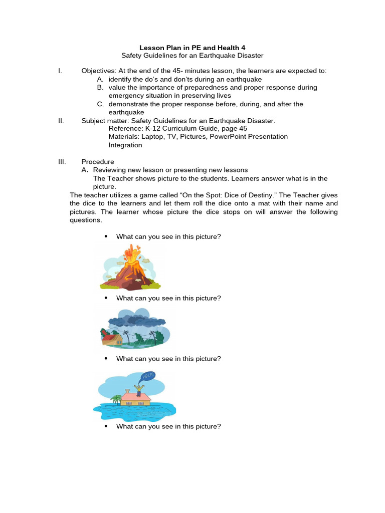 revised-Lesson-Plan-in-PE-and-Healthupdated (2) | PDF | Volcano | Earthquakes