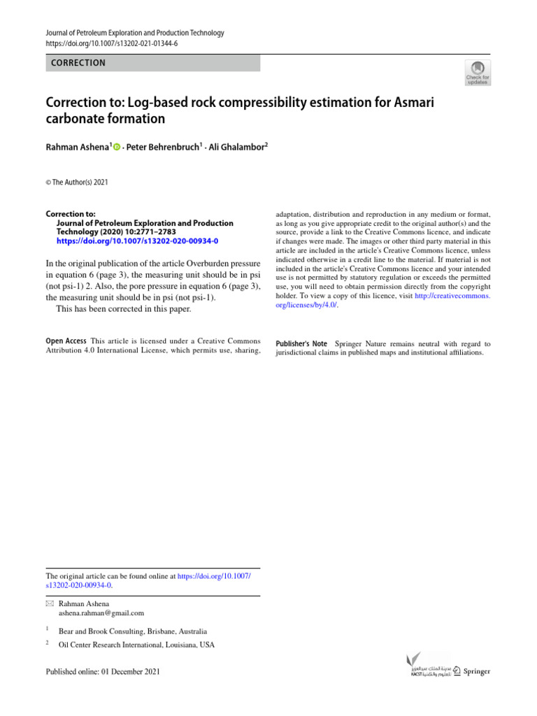 Correction To Log-Based Rock Compressibility Estim | PDF | Creative Commons License | Creative ...