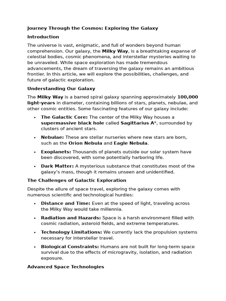 Journey Through The Cosmos Exploring The Galaxy | PDF | Milky Way | Galaxy