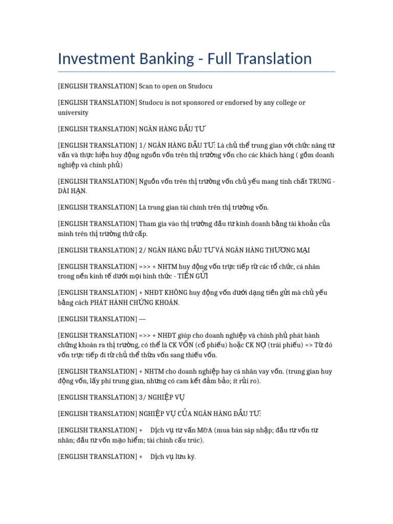 Investment Banking Full Translation | PDF