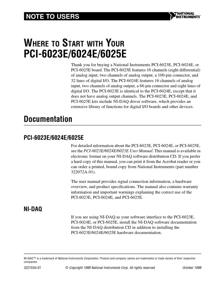 Pci 6023e | PDF | Input/Output | Electrical Connector