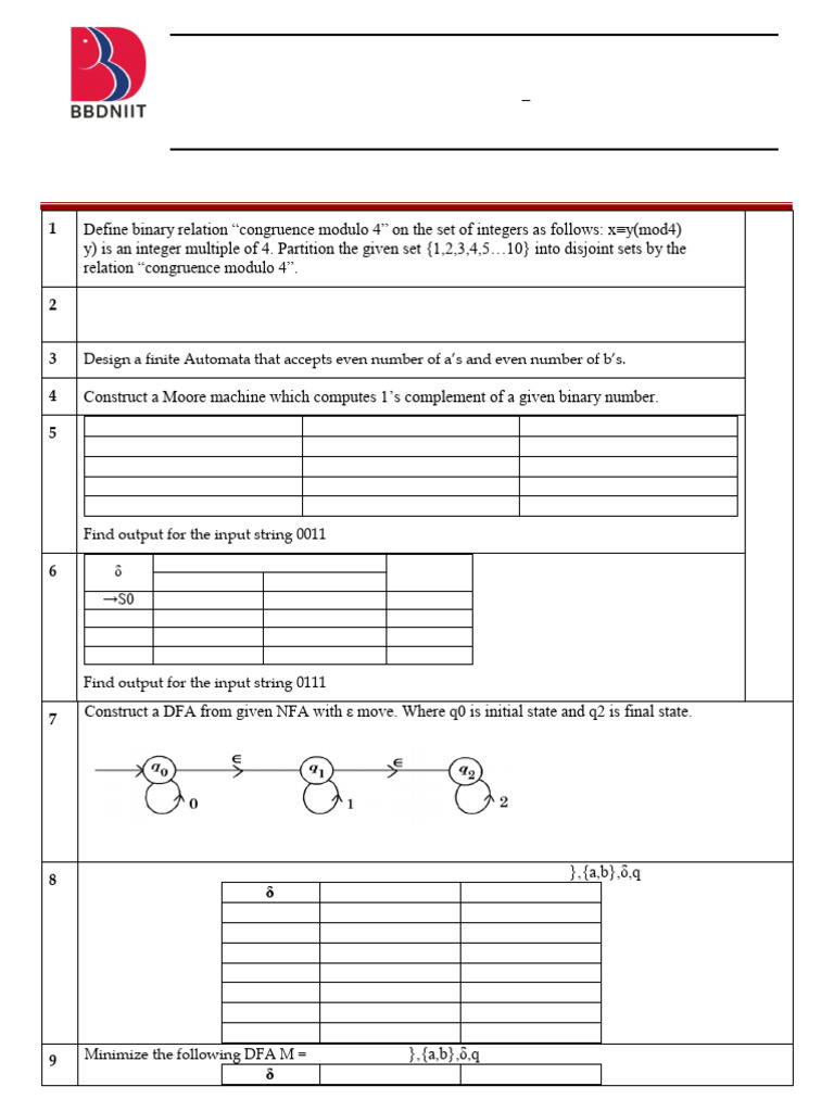 TAFL Question Bank Unit1 - Dr. Anurag Shrivastava | PDF | Theoretical Computer Science ...