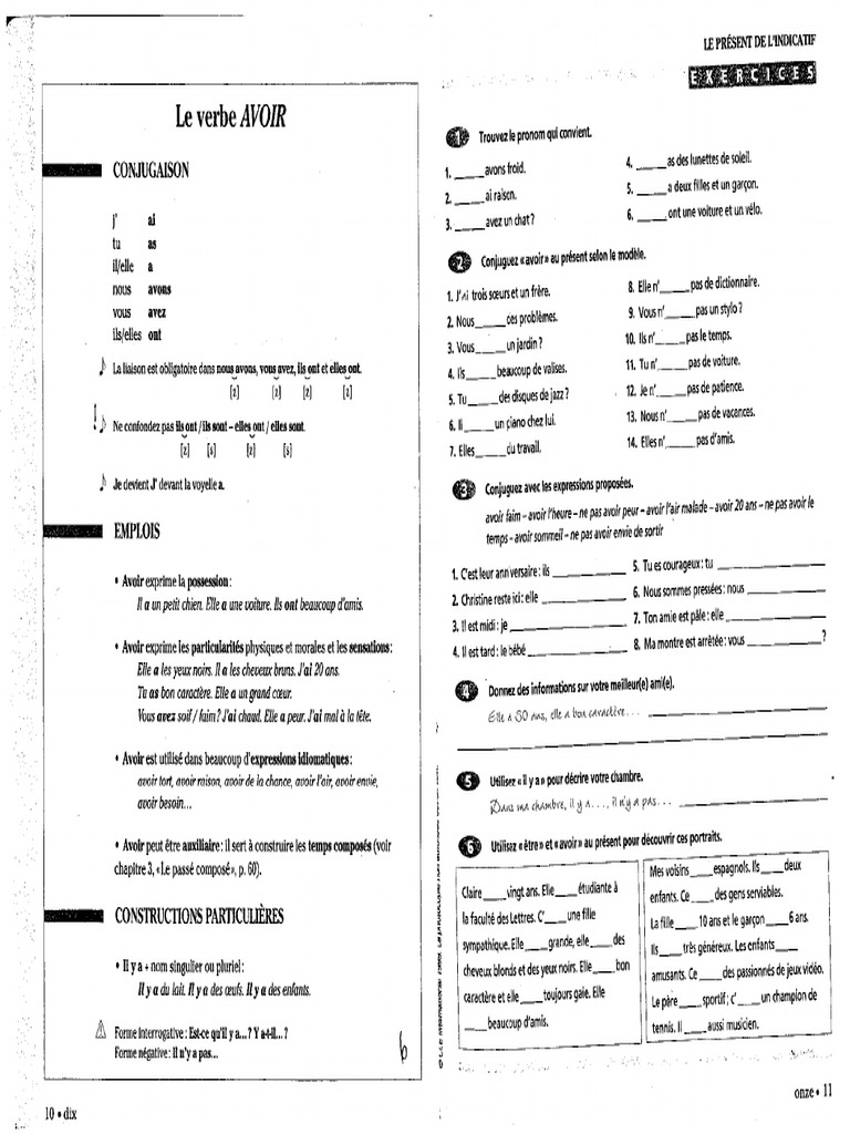 LA CONJUGAISON VERBALE - exercices et corrigés | PDF