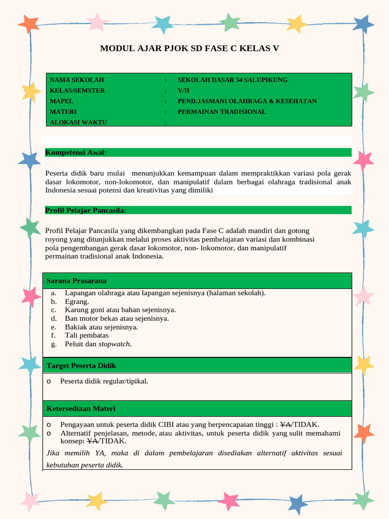 09 Modul Ajar Permainan Tradisional - 27 - 07 - 2021 | PDF