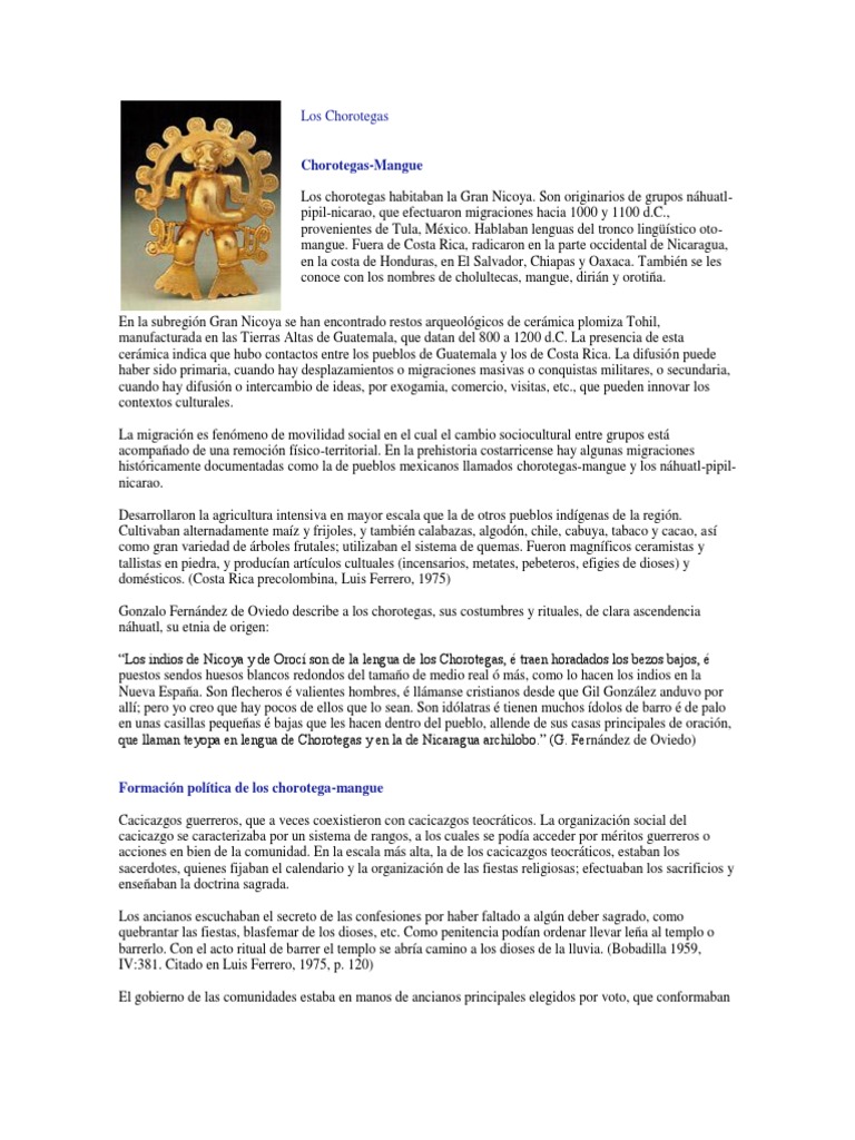 Historia y Cultura de los Chorotegas | PDF | Costa Rica | Gente indígena