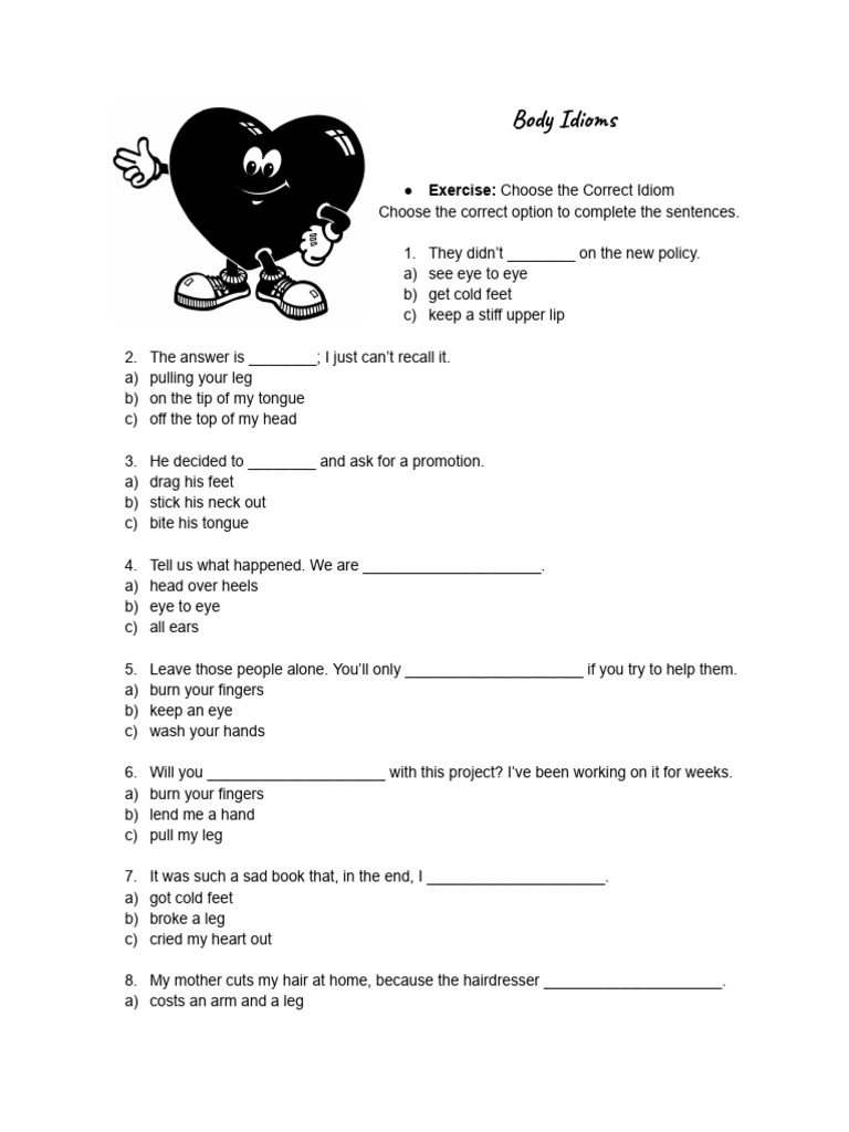 Body Idioms Exercises and Activities | PDF