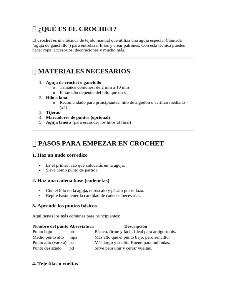 Puntos Básicos de Crochet para Principiantes | PDF