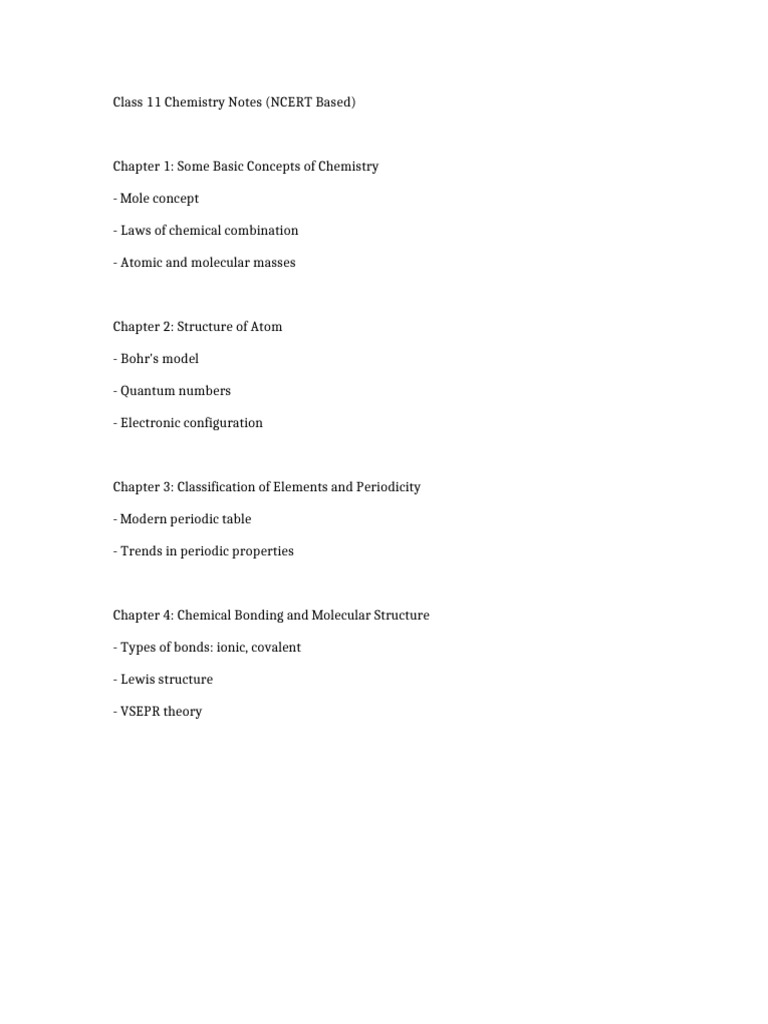 Class 11 Chemistry Notes | PDF