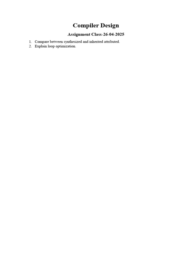 Compiler Design Assignment 26-04-2025 | PDF