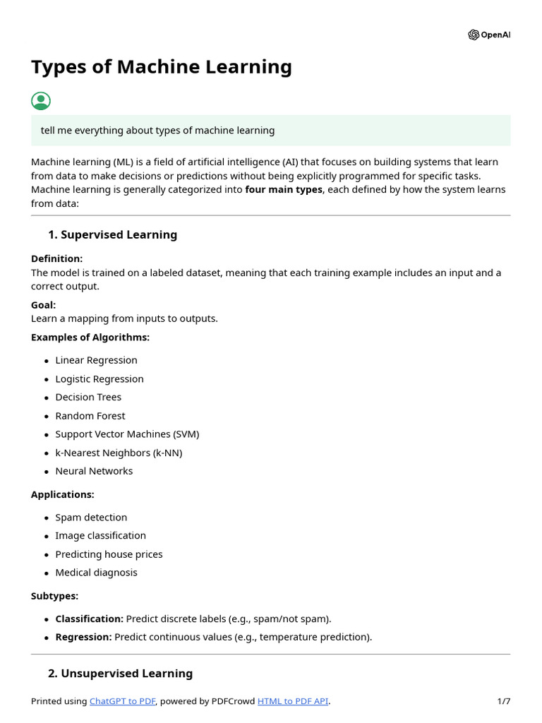 Types of Machine Learning | PDF | Machine Learning | Applied Mathematics