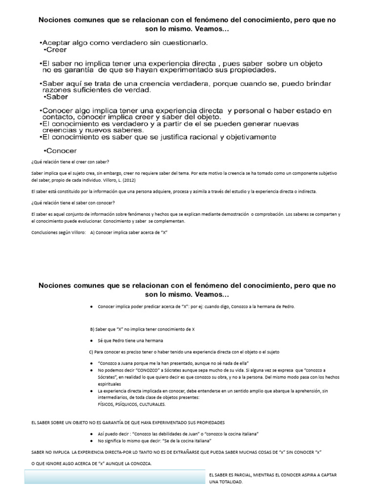 Relaci N Entre Creer - saber-CONOCER | PDF | Conocimiento | Experiencia