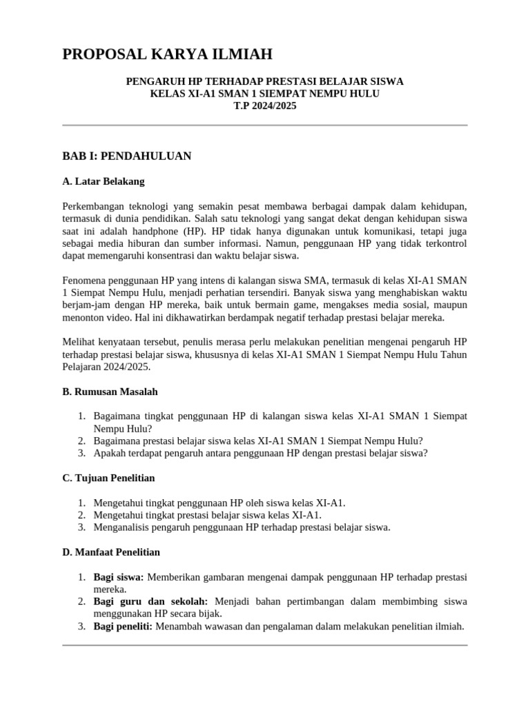 Proposal Karya Ilmiah | PDF