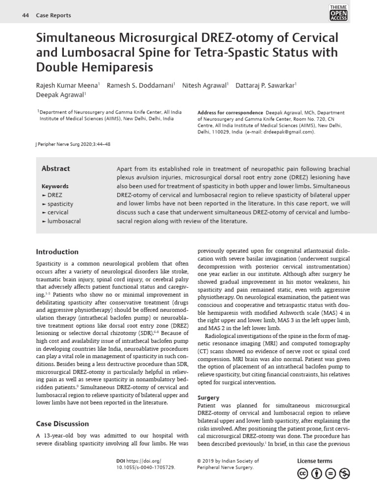 Simultaneous Microsurgical DREZotomy | PDF | Spinal Cord | Pain