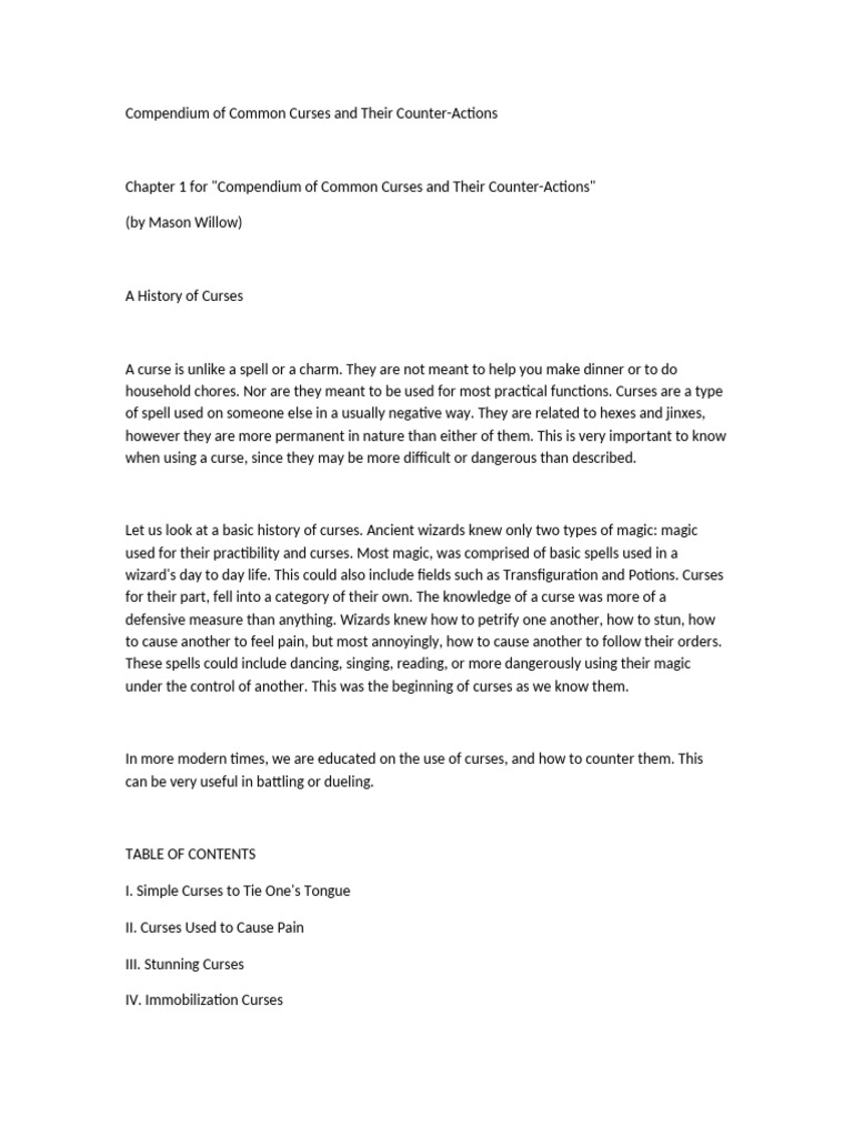 Compendium of Common Curses and Their Counter | PDF | Magician (Fantasy ...