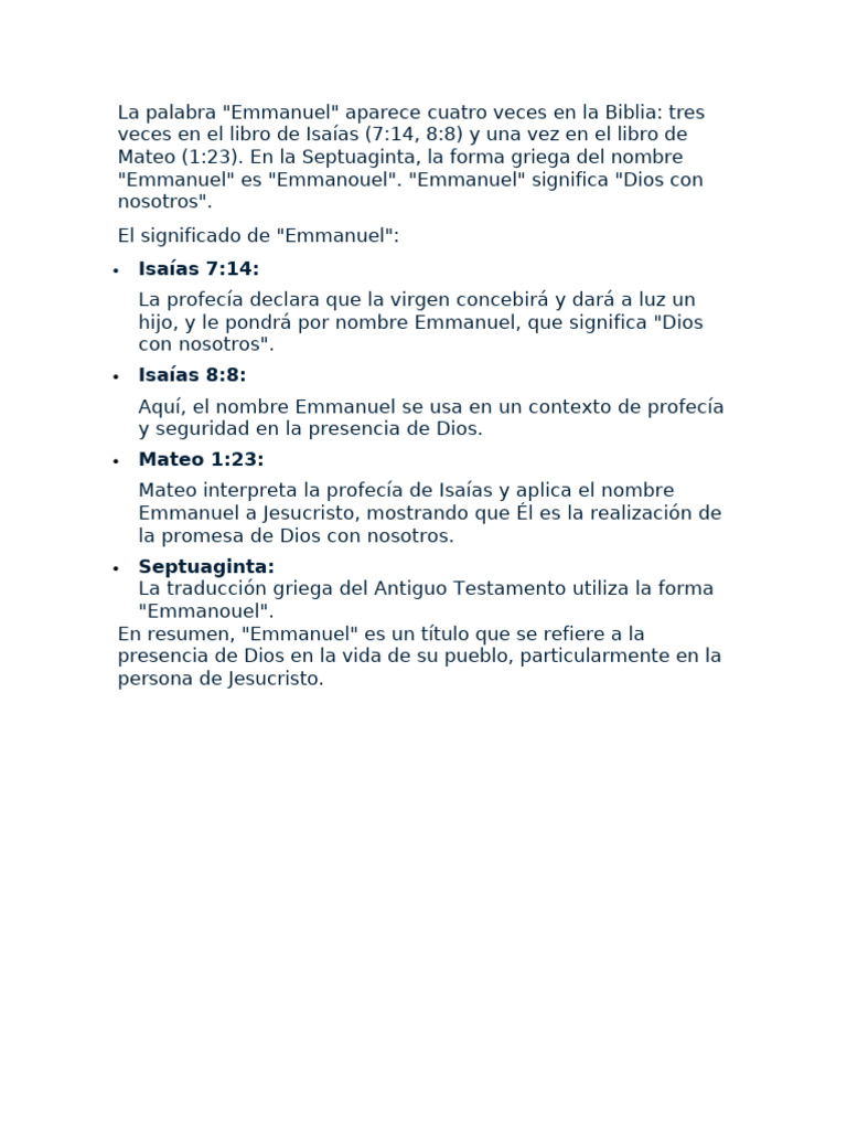 Significado de Emmanuel en la Biblia | PDF