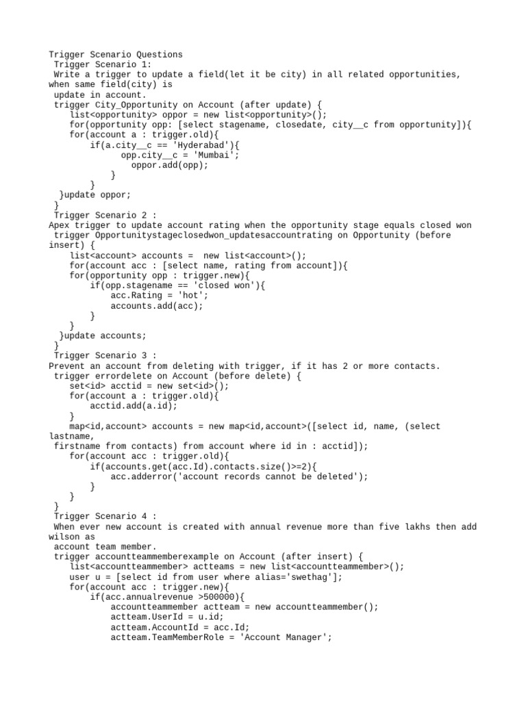 Apex Trigger Scenerion Based | PDF | Software | Computing