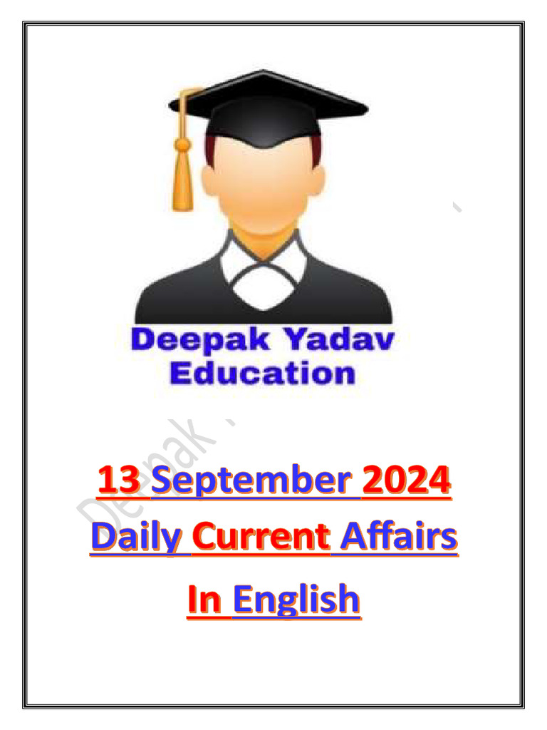 13 September 2024 Daily Current Affairs | PDF | Cost Of Living | Inflation