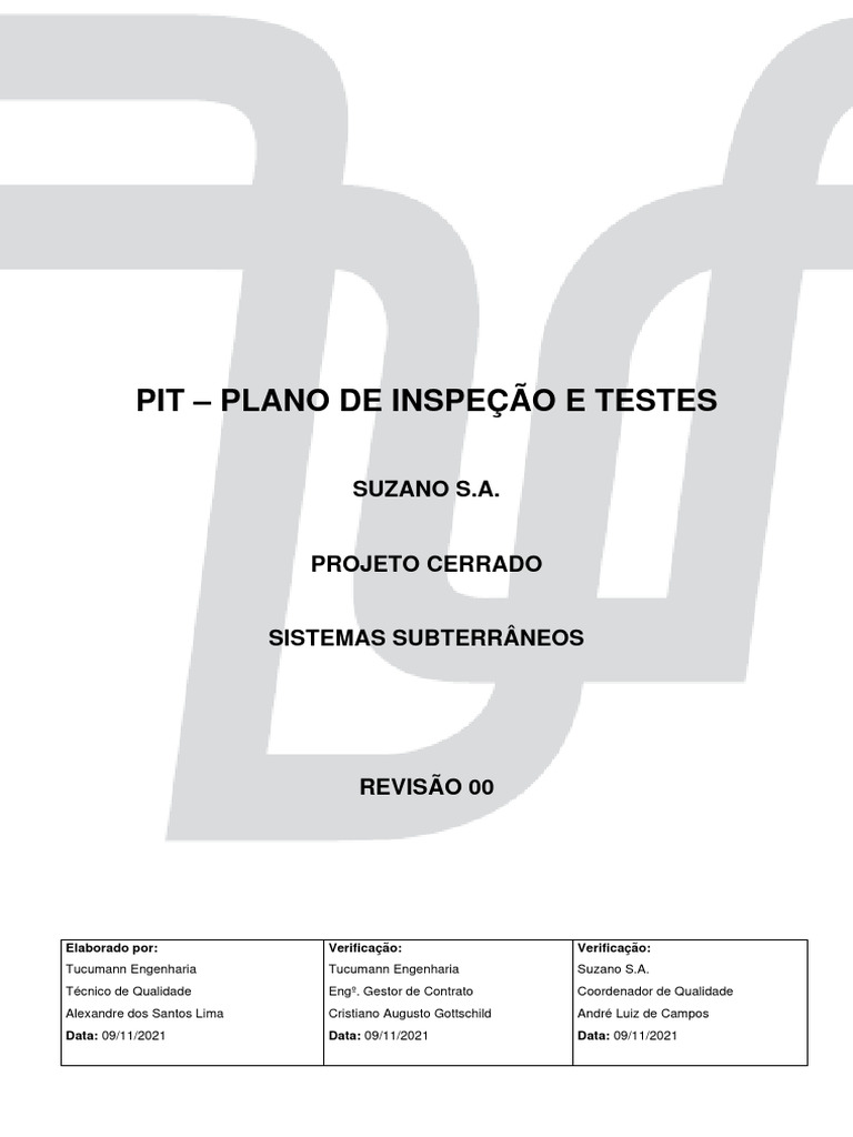 PIT - Plano de Inspeção e Teste - Sistema Subterrâneo - Rev 00 - 091121 ...