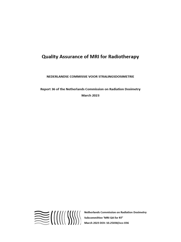 421 Ncs Report 36 Mri Qa for Rt 20230227 Final | PDF | Magnetic ...