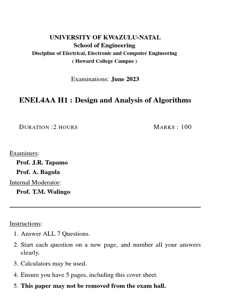 Enel4aah1 6 2023 y P1 | PDF | Matrix (Mathematics) | Computational ...