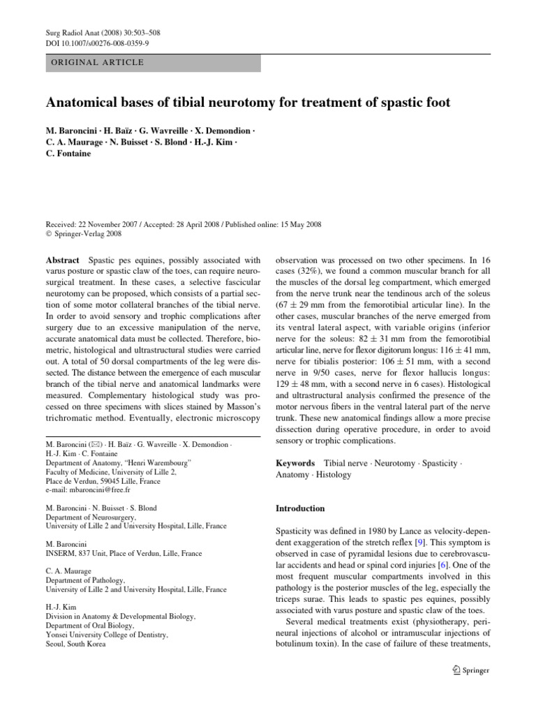 Tibial Neurotomy Anatomy Insights | PDF | Foot | Human Anatomy
