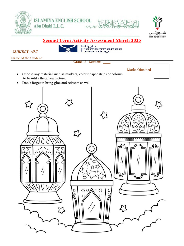 Art Grade 2 Second Term Activity Assessment March 2025 | PDF