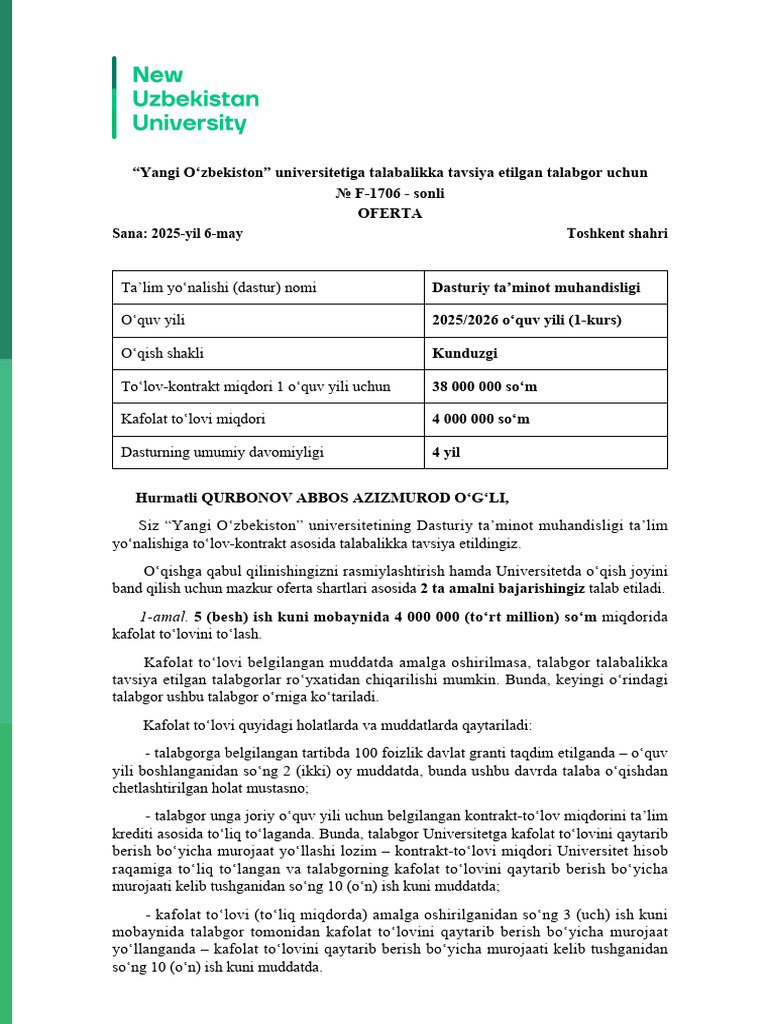 Sana: 2025-Yil 6-May Toshkent Shahri: 1-Amal. 5 (Besh) Ish Kuni Mobaynida 4 000 000 (To RT ...