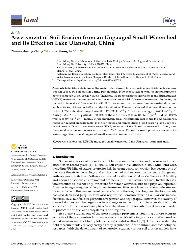 Assessment of Soil Erosion From An Ungauged Small | PDF | Geographic Information System ...