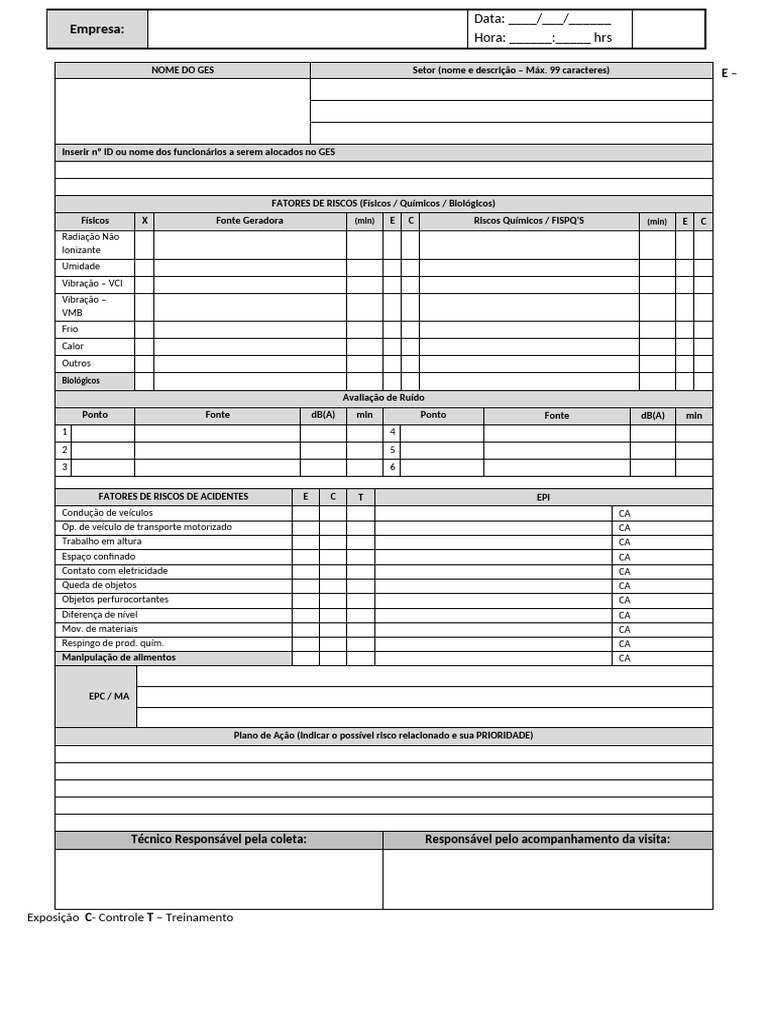 Planilha de Campo - PGR - 01 | PDF