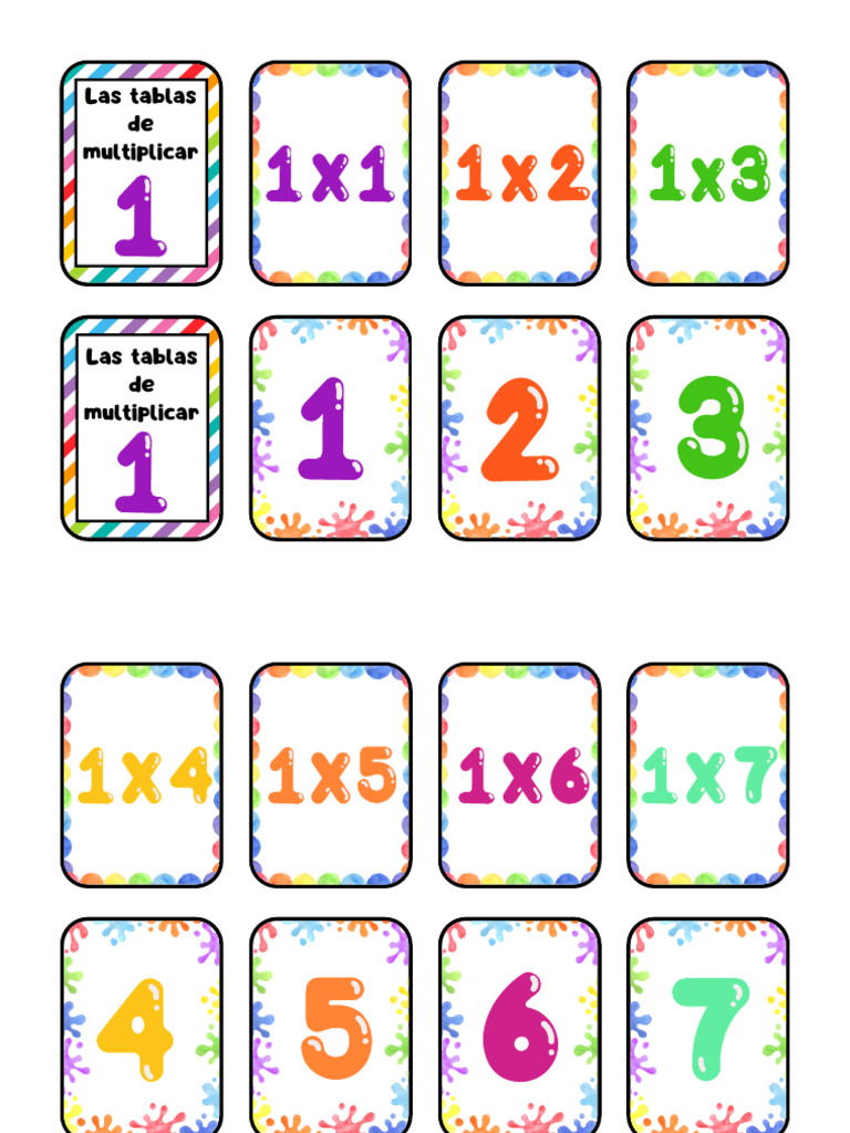 Memorama de Tablas de Multiplicar | PDF