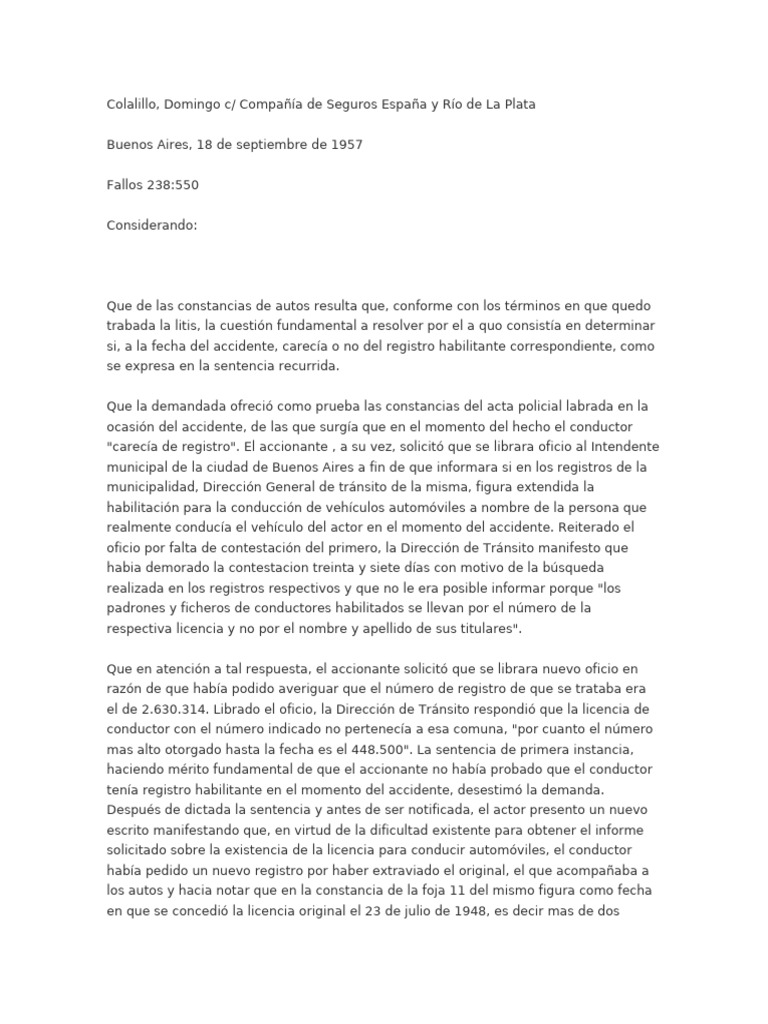 Análisis del fallo Colalillo 1957 | PDF | Ley procesal | Justicia