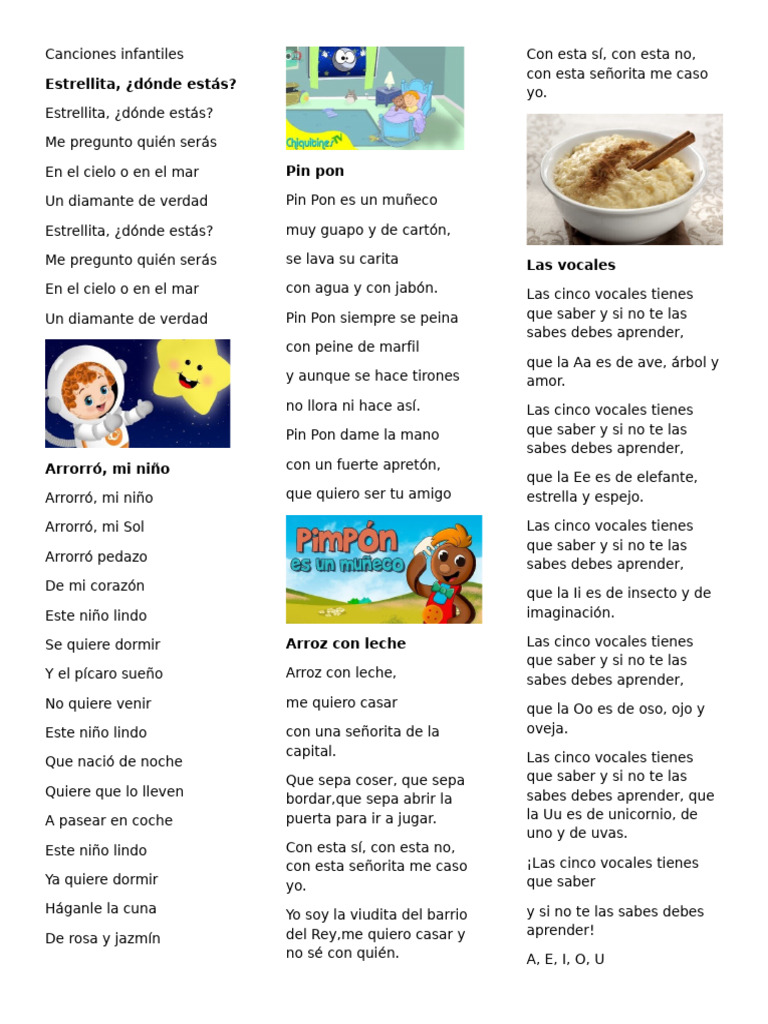 Canciones Infantiles Clásicas para Niños | PDF
