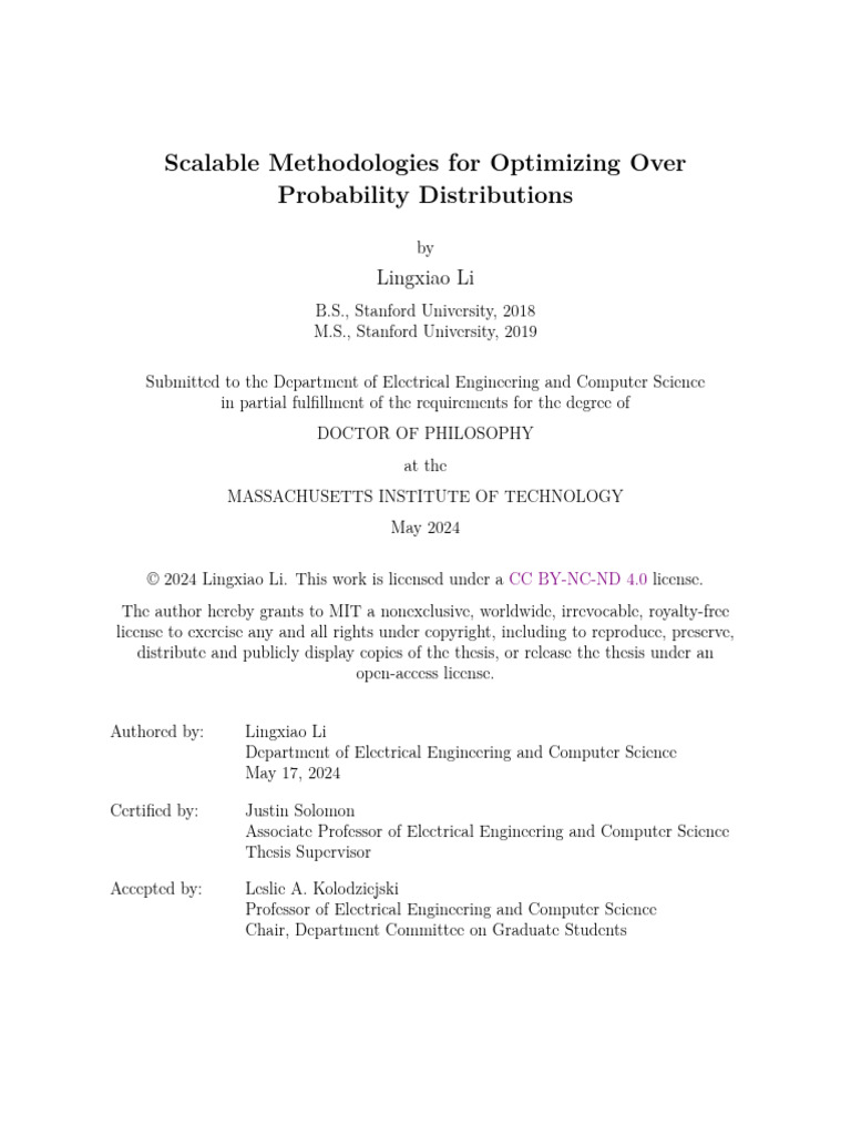 Scalable Methodologies for Optimizing Over Probability Distributions | PDF | Mathematical ...