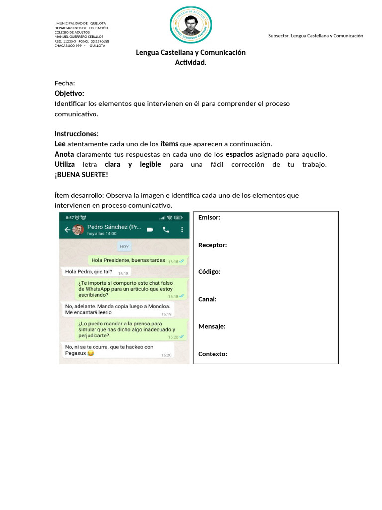 Guía Elementos de La Comunicación | PDF