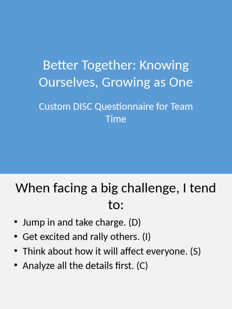 Custom DISC TeamTime Quiz Designed | PDF | Human Communication | Cognition