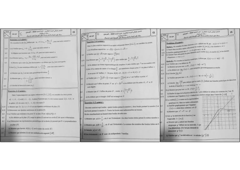 Examen National Maths Sciences Et Technologies 2024 Normale Sujet 4 ...