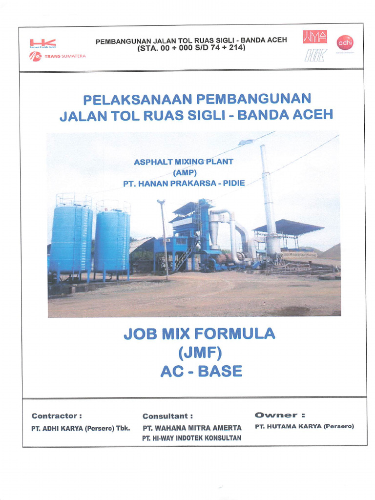 Job Mix Formula (Jmf) Ac - Base Amp Pt. Hanan Prakarsa | PDF
