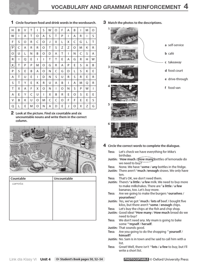 Food Vocabulary and Grammar Exercises | PDF | Grammar | Linguistic ...