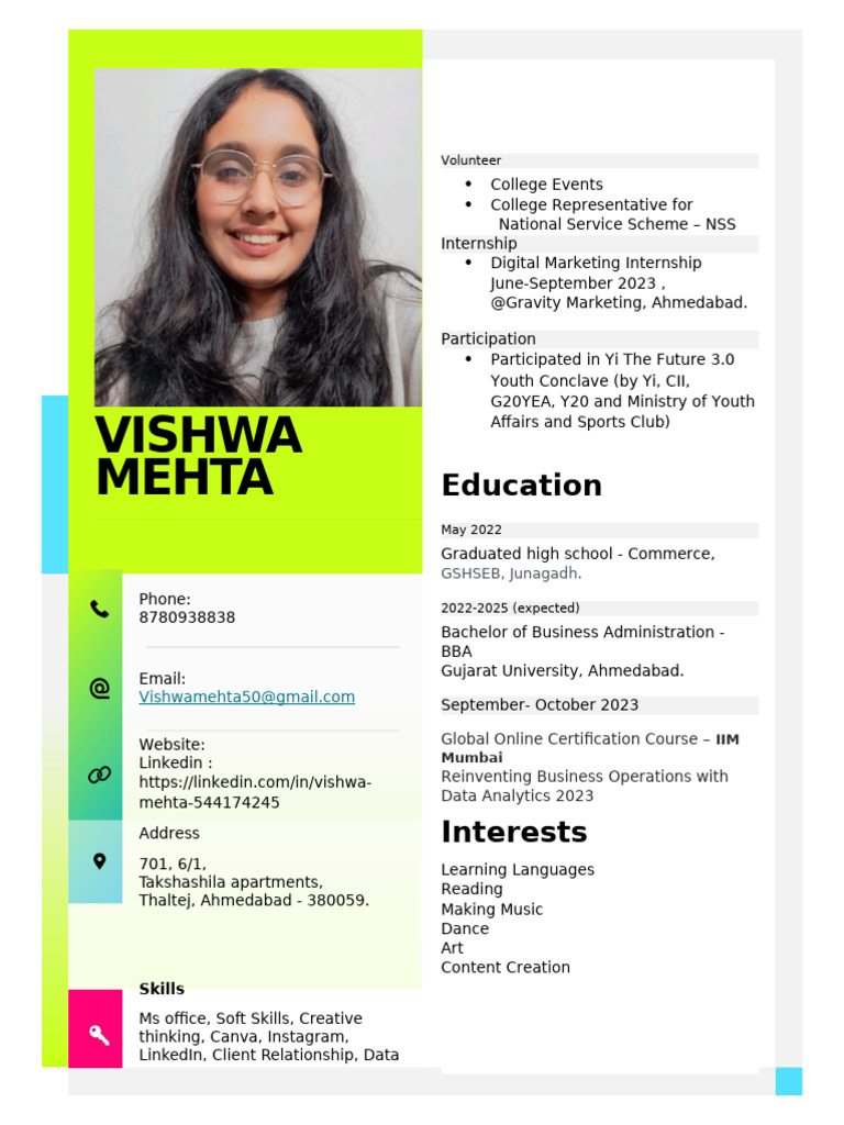 Vishwa Mehta CV | PDF
