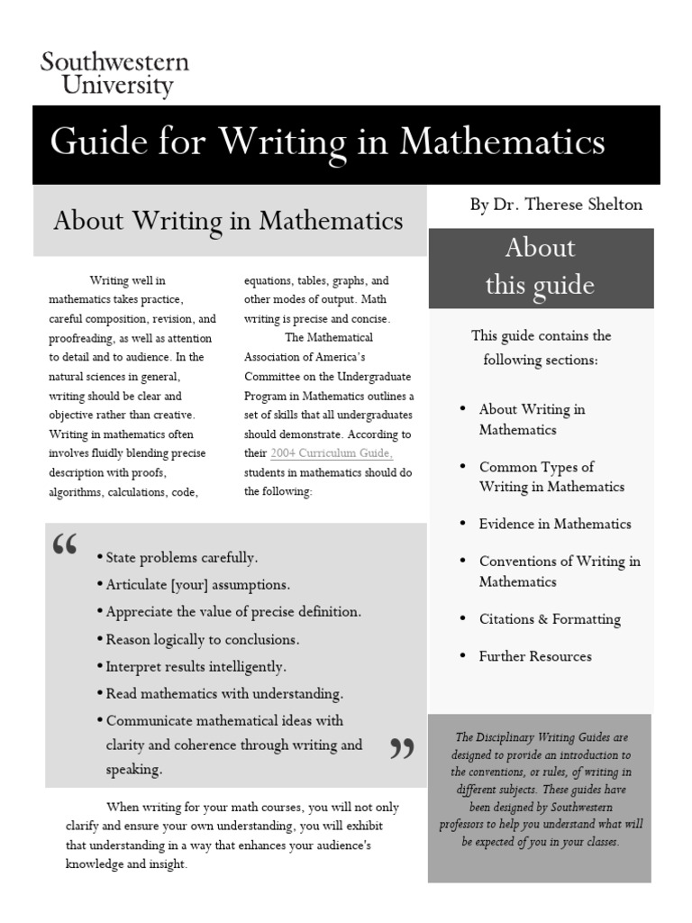 guide-for-writing-in-mathematicspdf | PDF | Mathematical Proof ...