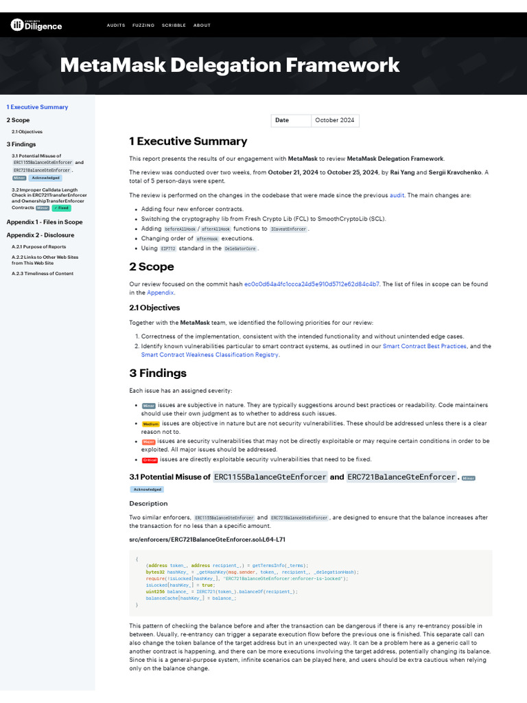 metamask-delegator-framework-audit-2024-10 | PDF | Computing | Computer ...