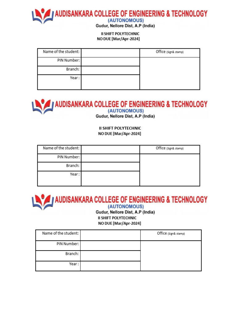 No Due Form-2024 | PDF