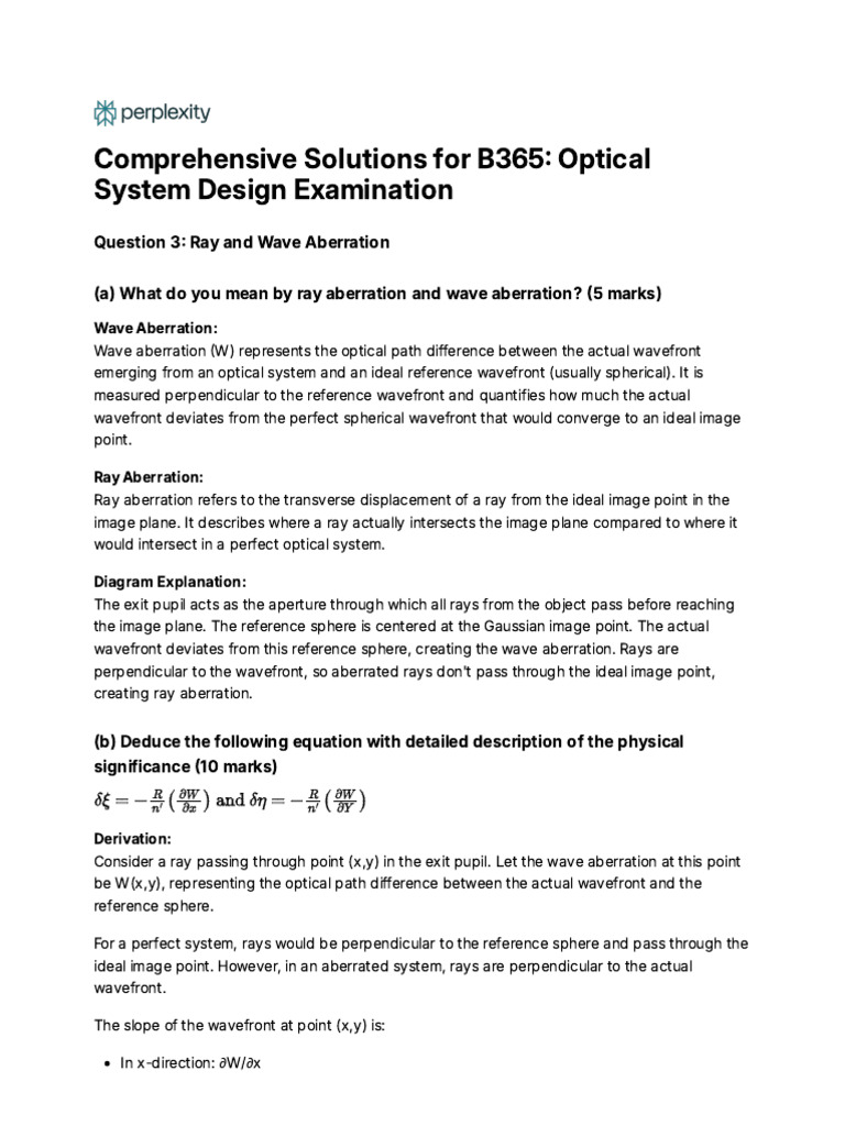 Comprehensive Solutions For B365 - Optical System D | PDF | Angular Resolution | Optics