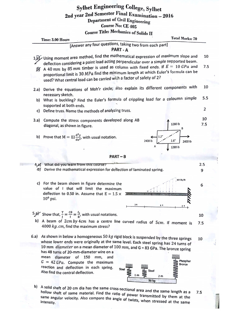 2nd Year 2nd Semester Final Examination 2016 | PDF