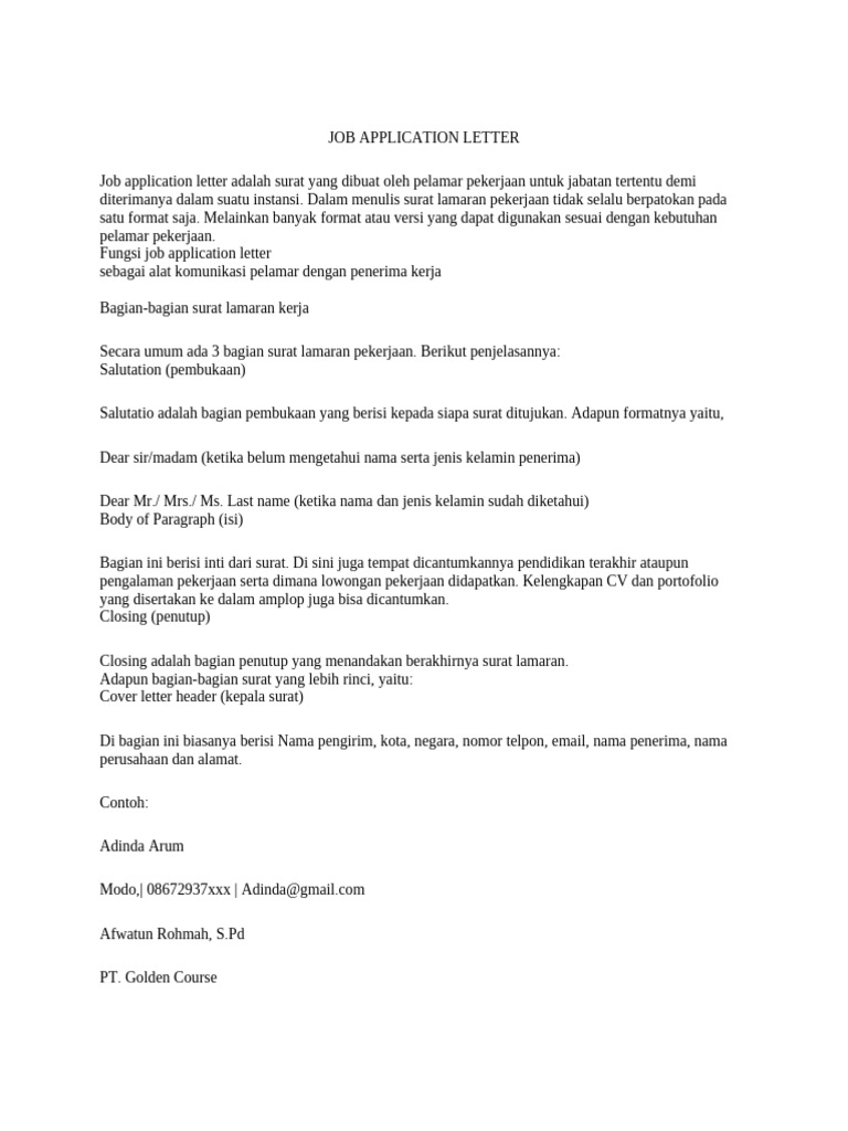 Job Application Letter | PDF