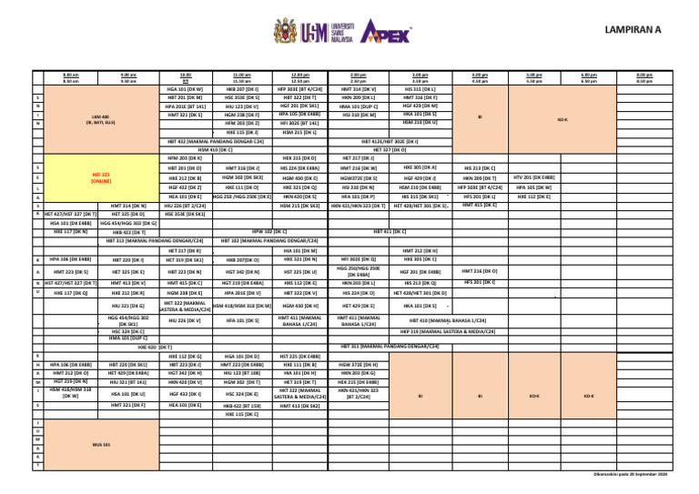 Jadual Pengajaran Sem I 2024/2025 | PDF