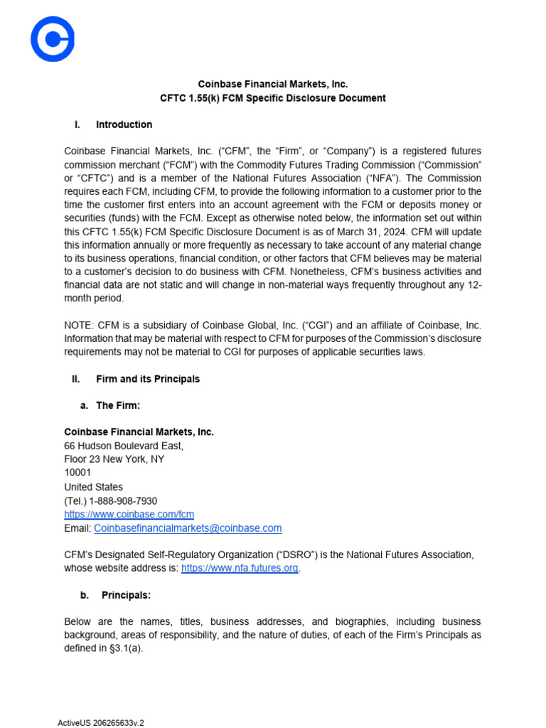 CFM Crypto Futures Trading Disclosure | PDF | Commodity Futures Trading ...